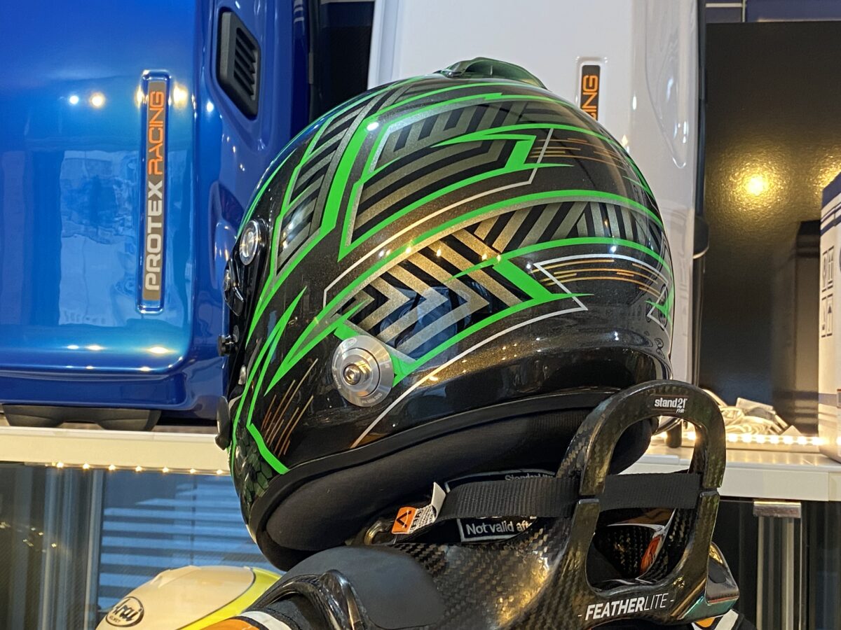 Auto racing helmets for sale 《paint gunmetal × green line》 ｜ Helmet ...