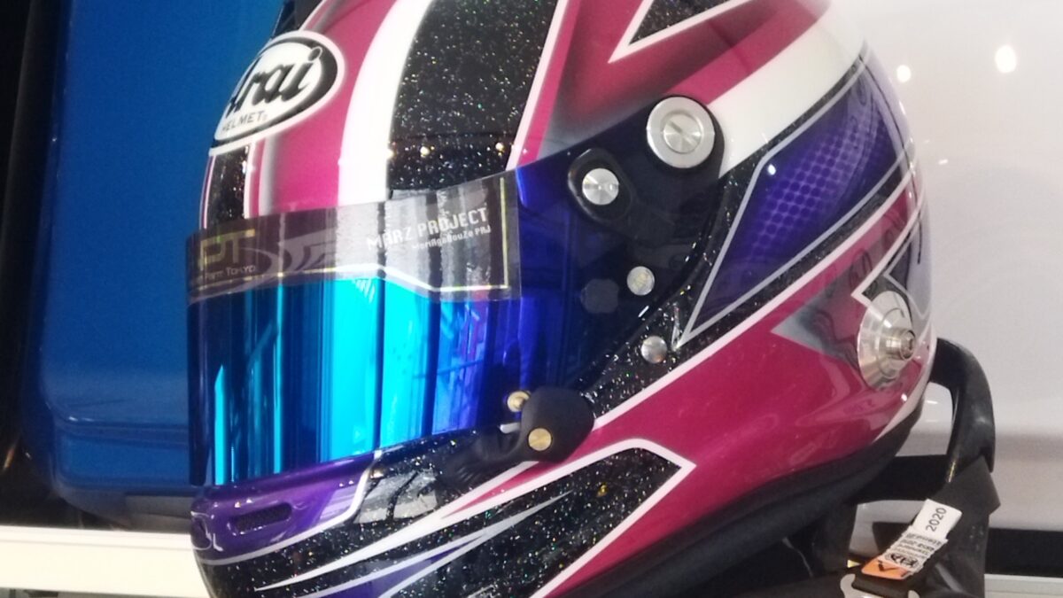 Custom Design Helmets for Auto Racing 【Red Purple × Black line Glitter ...