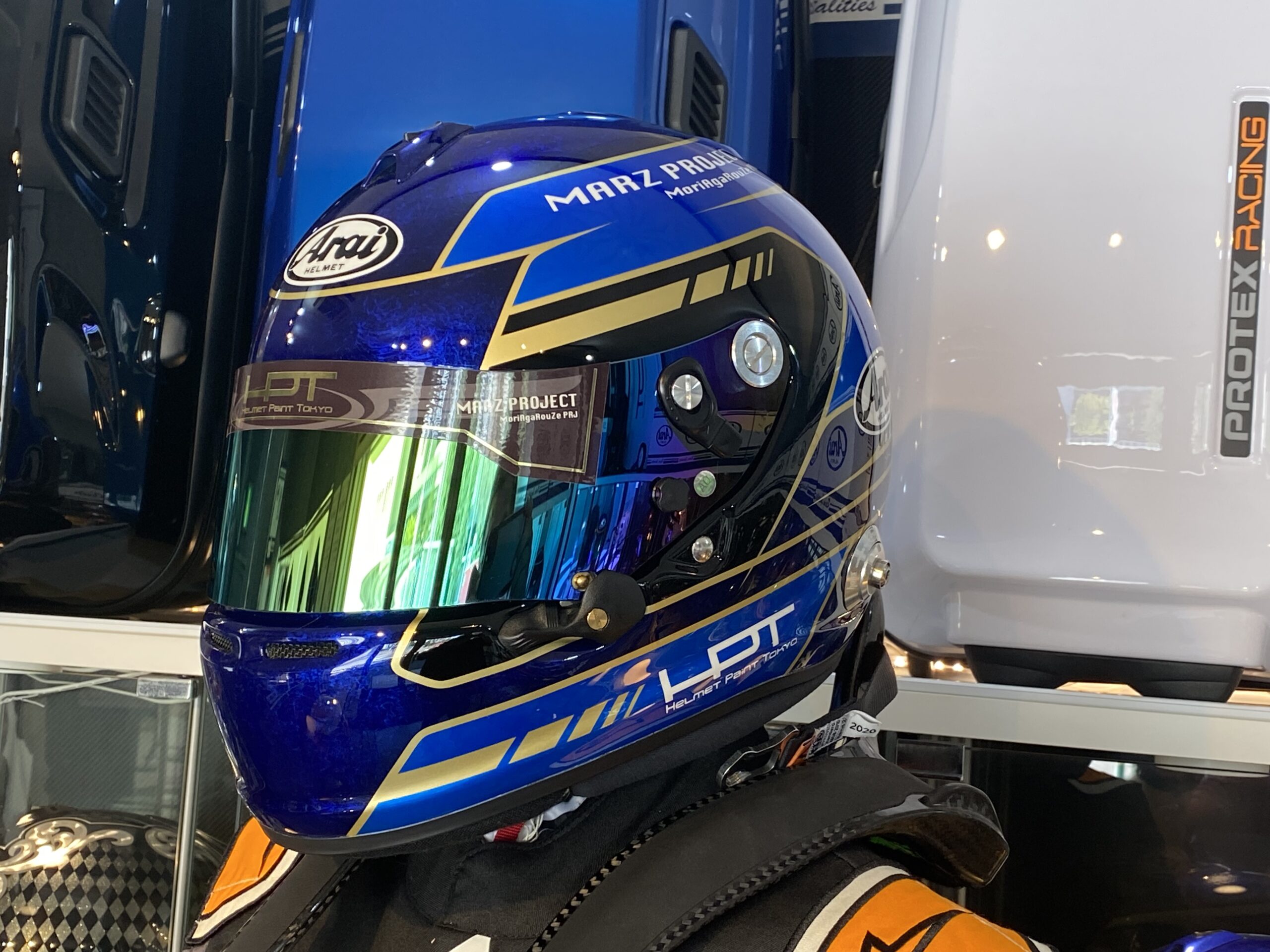 Auto Racing Helmets in Stock 《paint HPT3 Blue goldline》 ｜ Helmet Paint ...